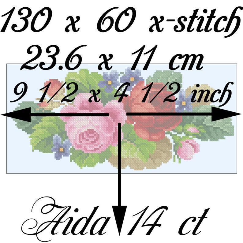 Roses and Violets Floral Small Cross Stitch Pattern Miniature - Etsy