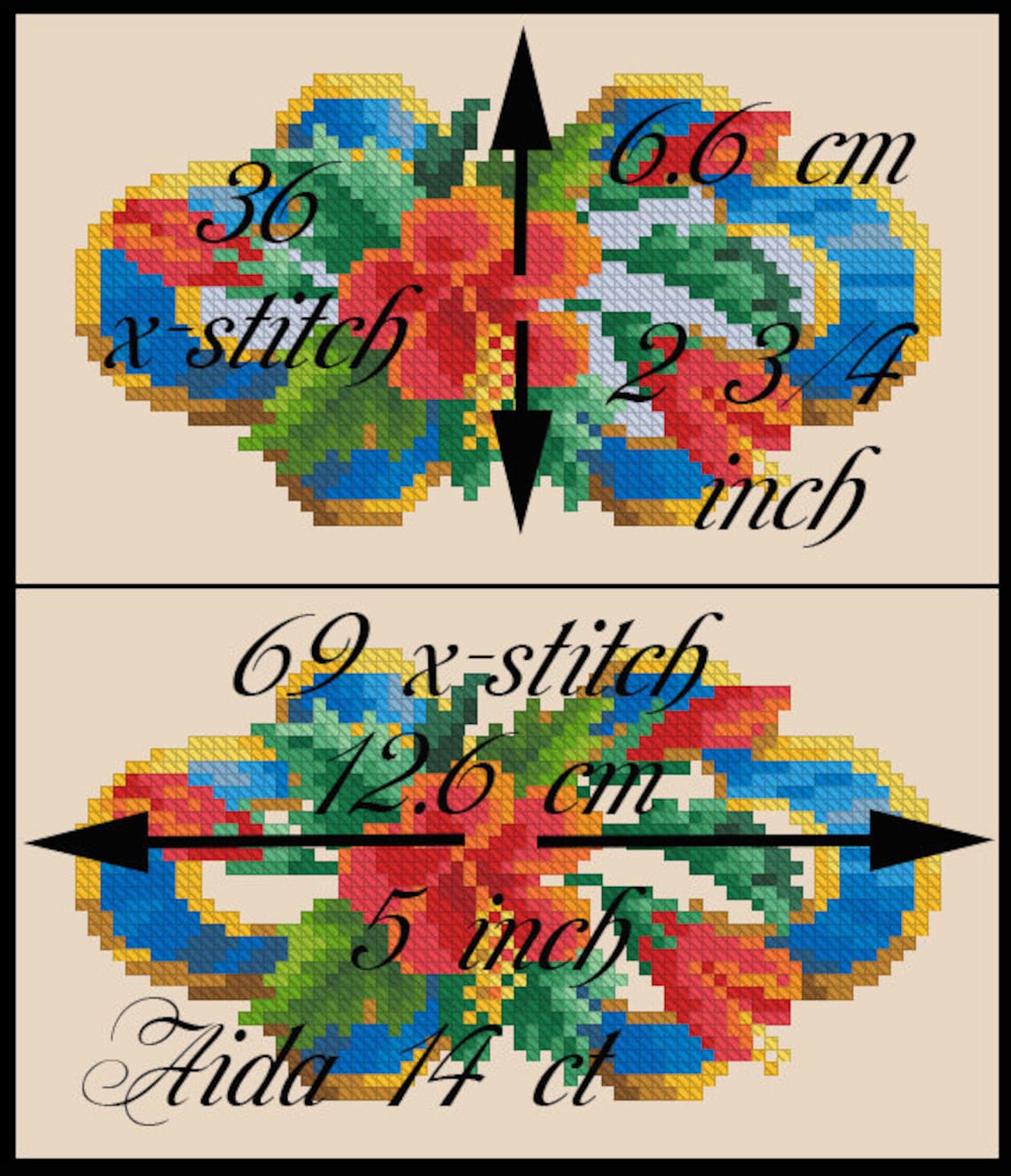 Bow With Hibiscus Miniature Cross Stitch Pattern Small Floral - Etsy