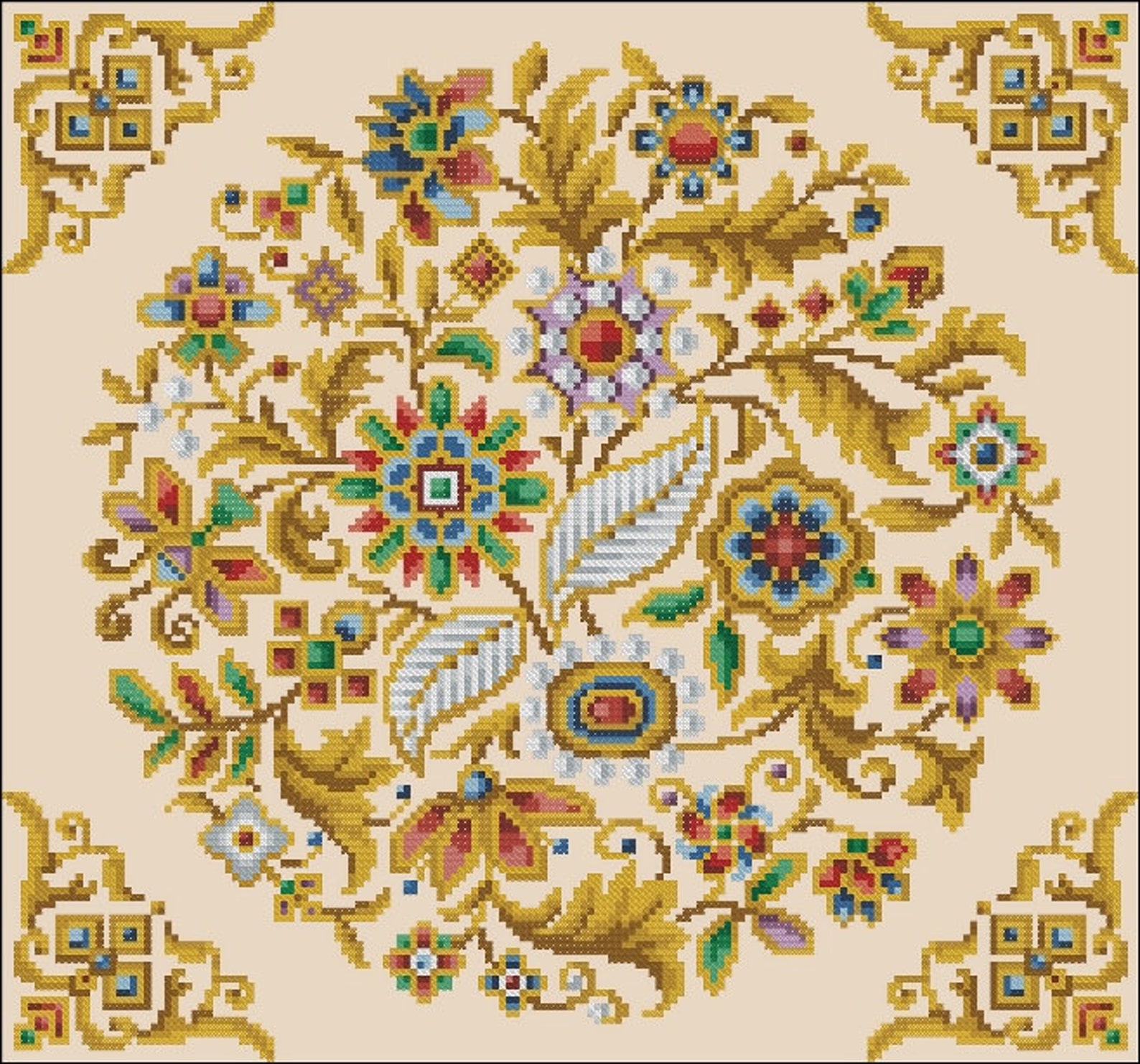 Antique Tapestry Vintage Gem Crystal Cross Stitch Pattern - Etsy