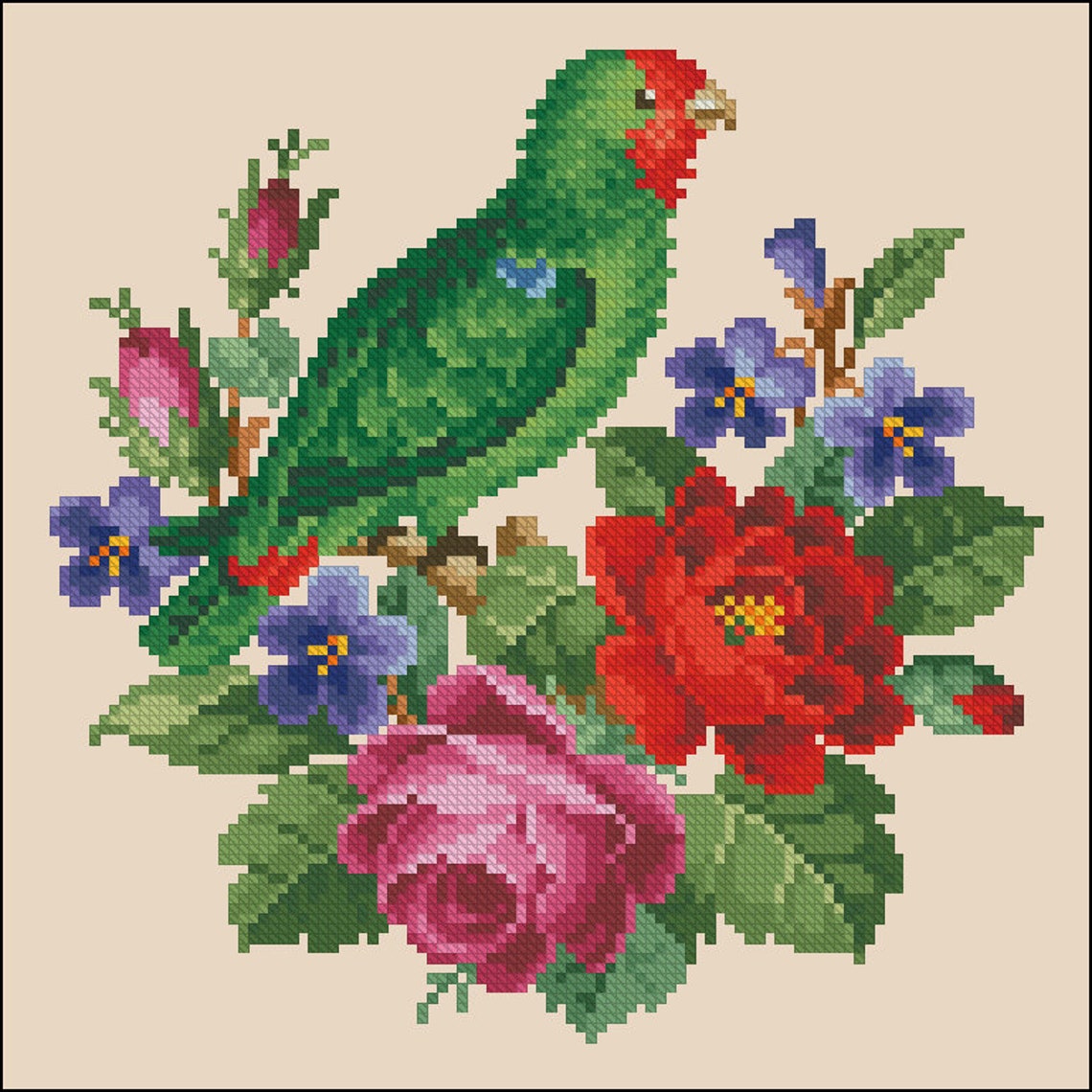 Lovebird Parrot Cross Stitch Pattern Unique Vintage Berlin Woolwork ...