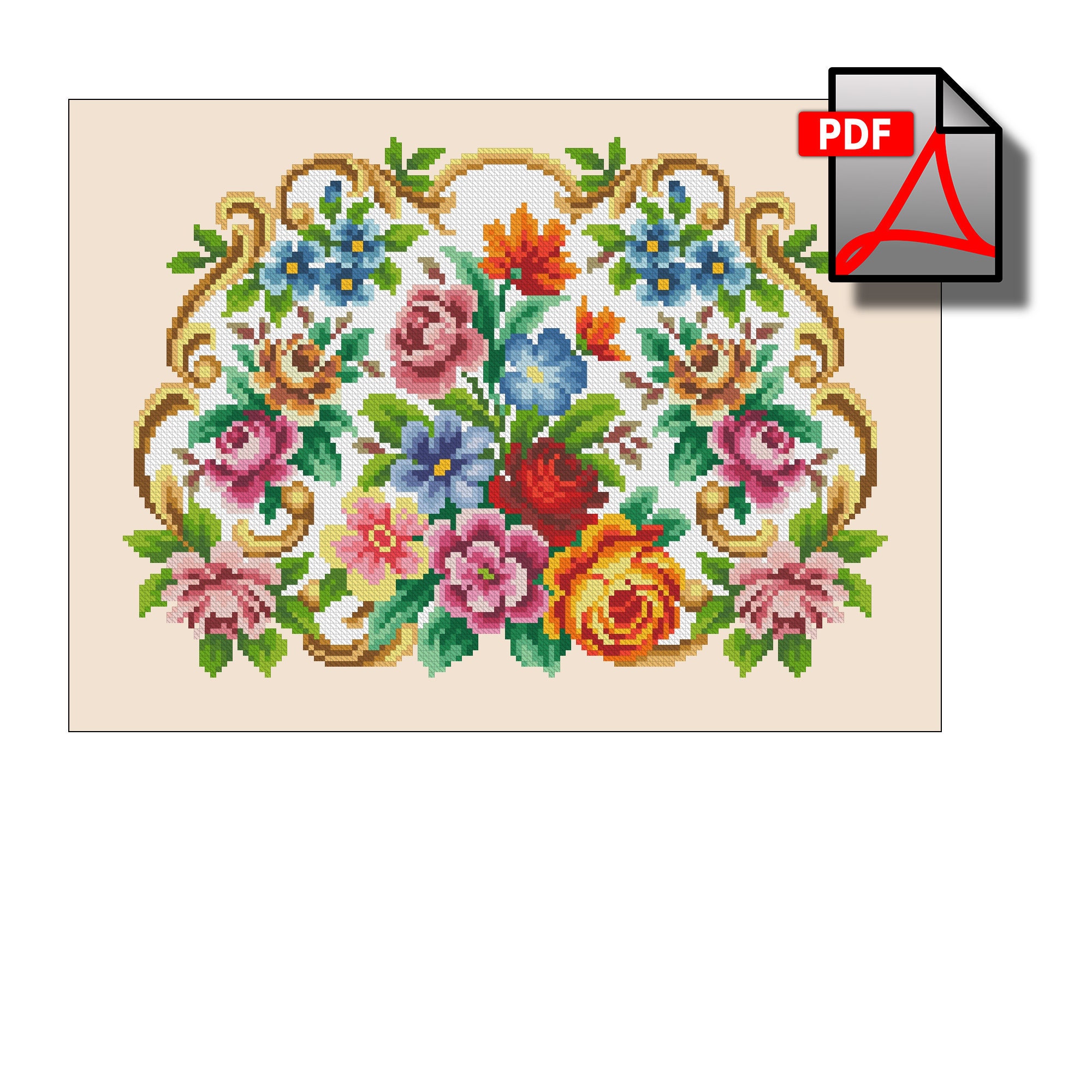 Craft Supplies & Tools Red rose PDF Counted cross stitch pattern pdf ...