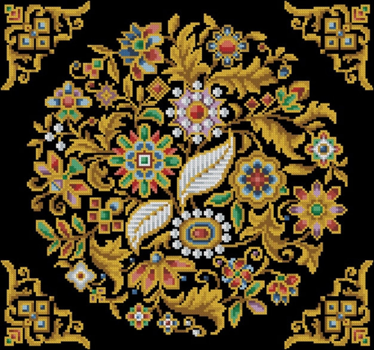 Antique Tapestry Vintage Gem Crystal Cross Stitch Pattern - Etsy