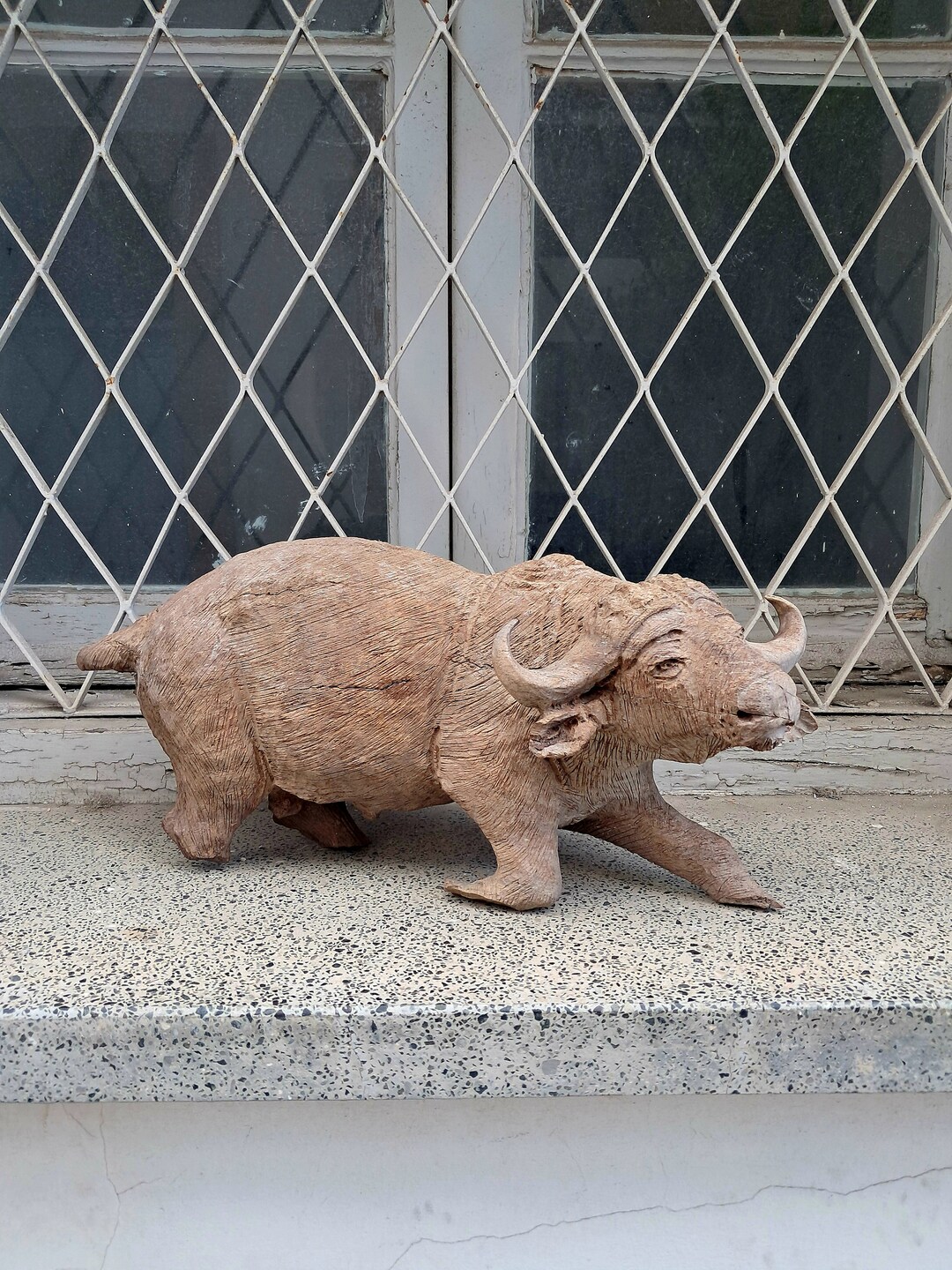 Vintage Hand-carved Wooden Water Buffalo Statue - Etsy