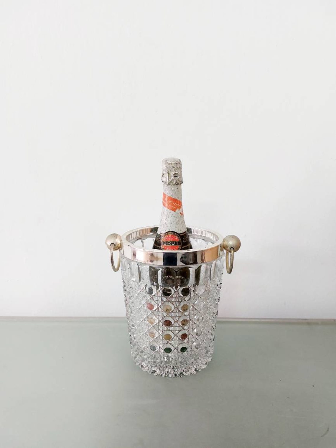 SALE Vintage Crystal Glass Champagne Cooler Ice Bucket - Etsy