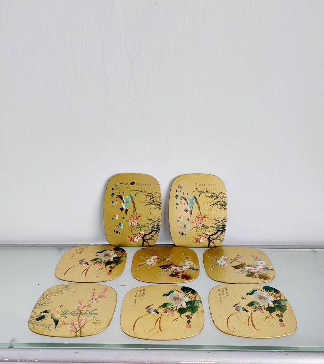 Vintage Asian Oriental Trivet Set - Etsy