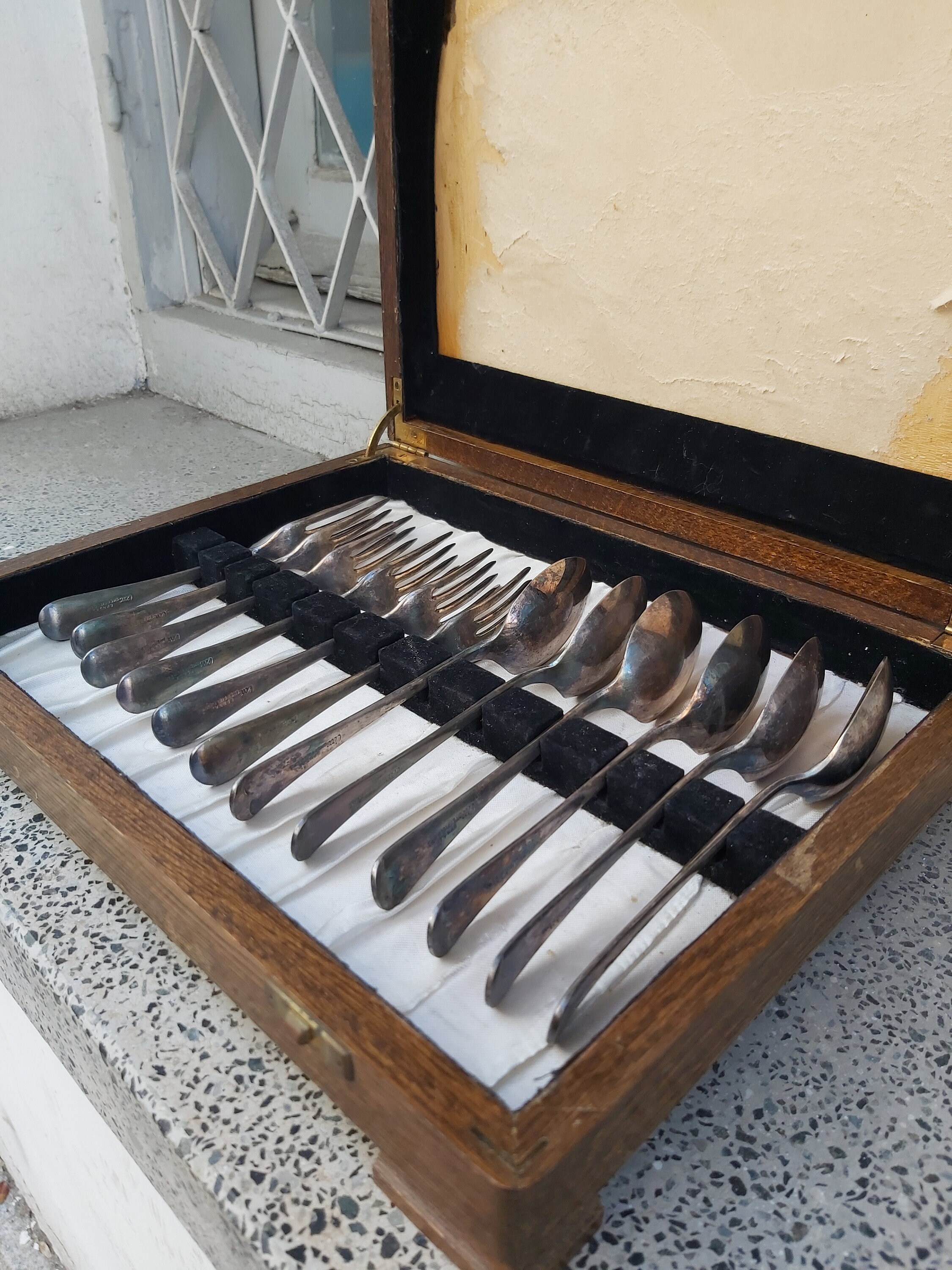 Vintage Silver Plated Cutlery Set W/box - Etsy
