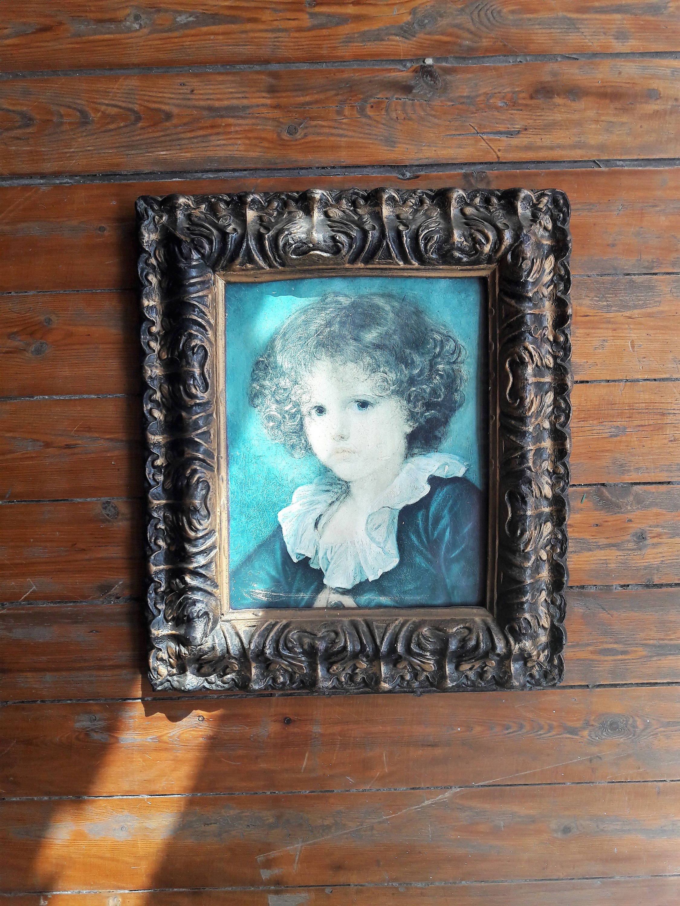 Large Antique Art Nouveau Plaster Picture Frame W/print | Etsy