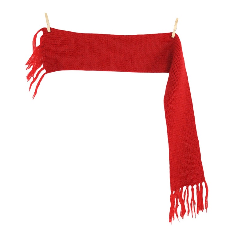 Red Knitted Scarf - Etsy