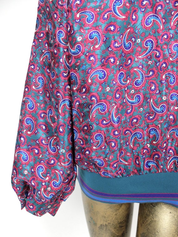 Vintage 80s Psychedelic Paisley Abstract Long Sleeve … - Gem