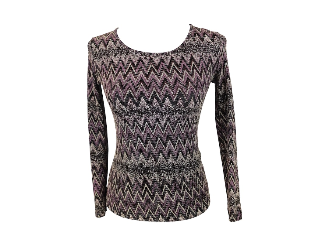 Vintage 2000s Y2K Metallic Purple & Black Chevron Zig Zag Patterned ...