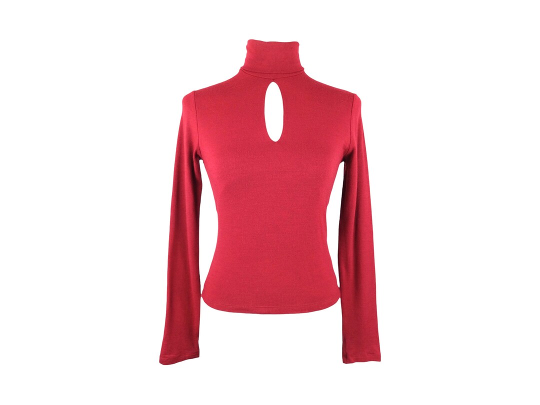Vintage 2000s Y2K Red Wool Blend Long Sleeve Turtleneck Roll Neck ...