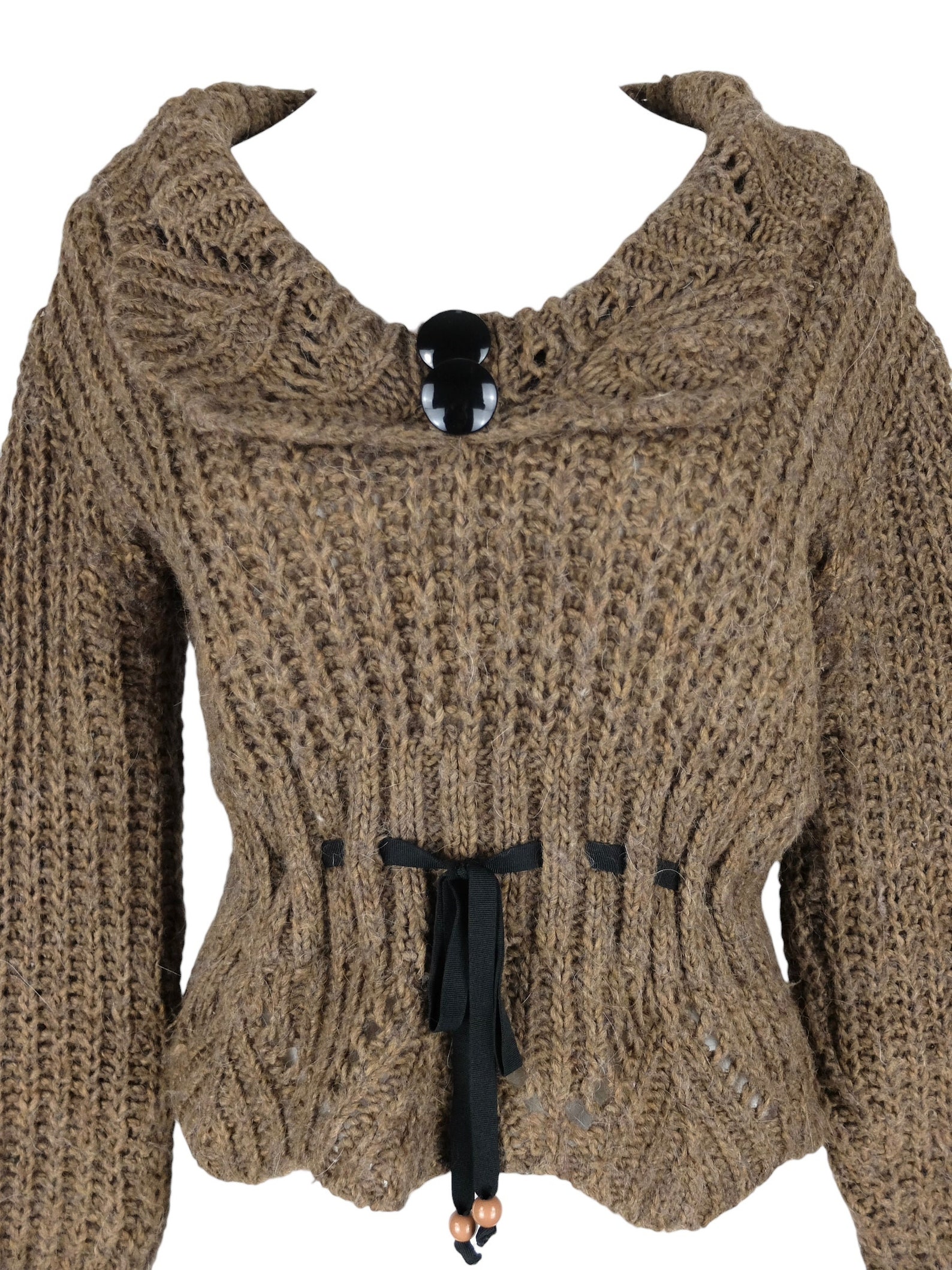 Vintage 2000s Y2K Boho Chic Prairie Cottage Brown Tan Knit Pullover ...