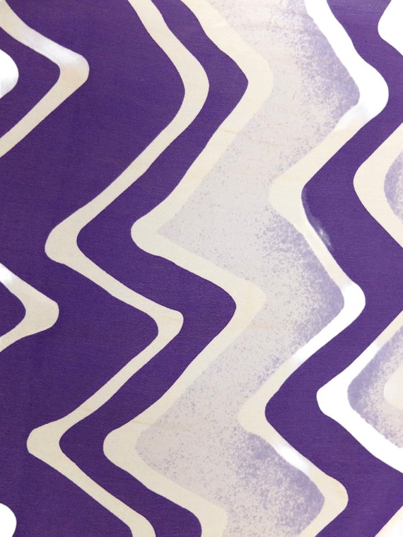 Vintage 2000s Y2K Funky Chic Silk Purple Zig Zag Prin… - Gem