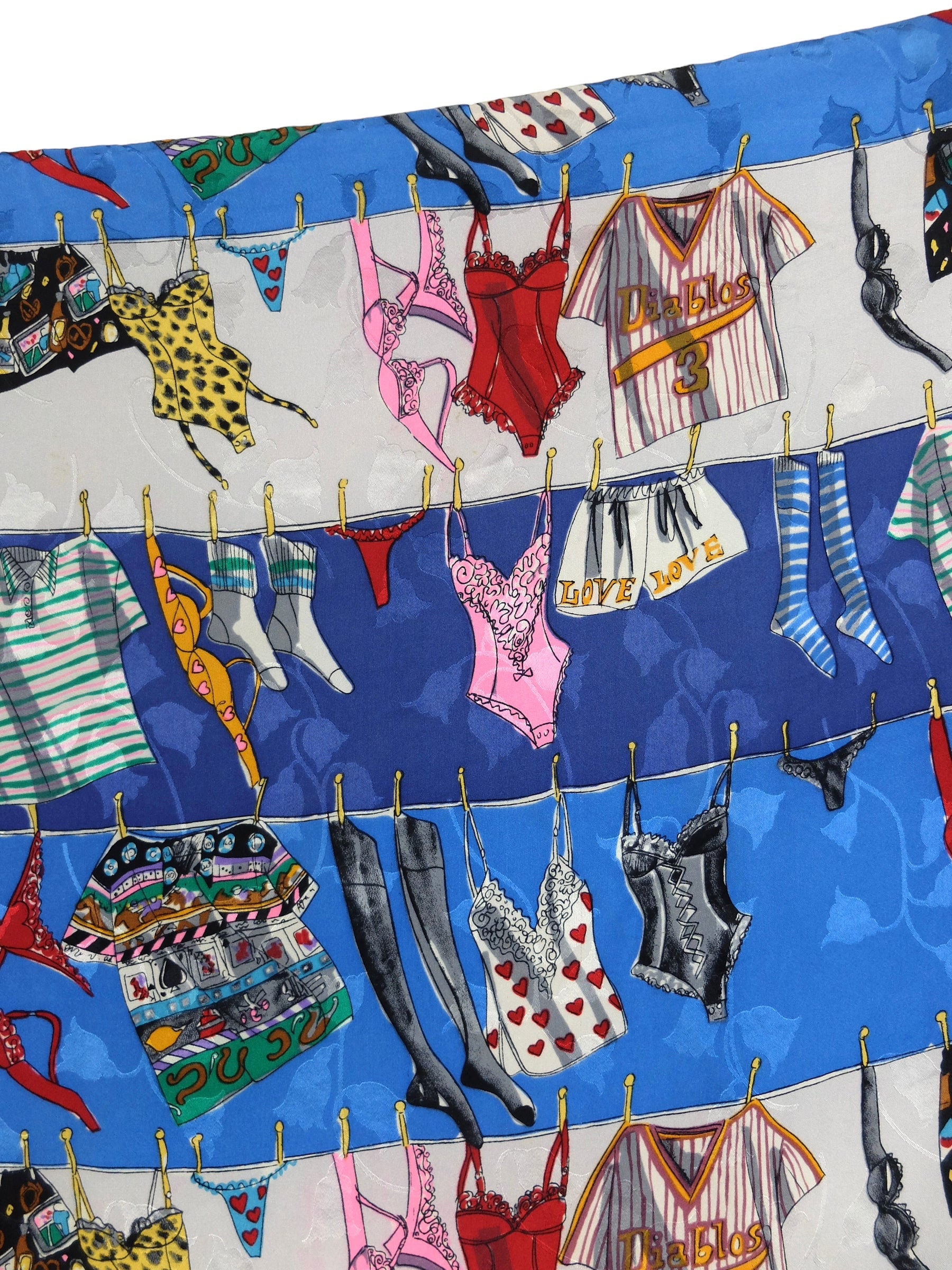 Vintage 2000s Y2K Silk Chic Lingerie Laundry Patterned Large Square ...