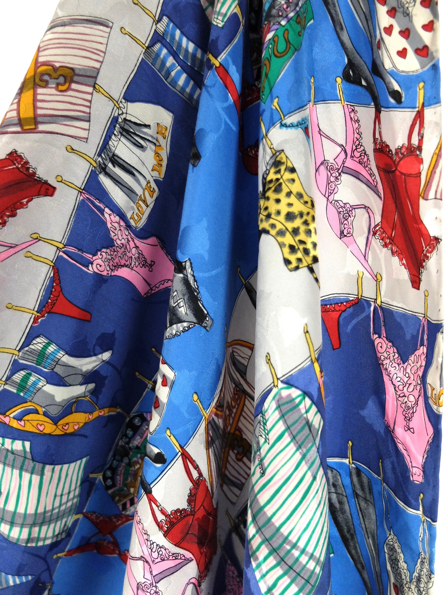 Vintage 2000s Y2K Silk Chic Lingerie Laundry Patterned Large Square ...