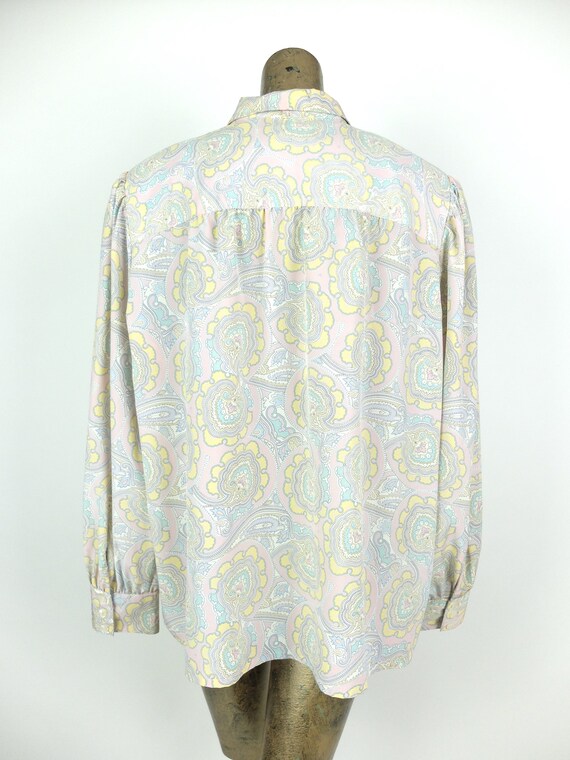 Vintage 80s Psychedelic Paisley Pastel Long Sleeve Mo… - Gem