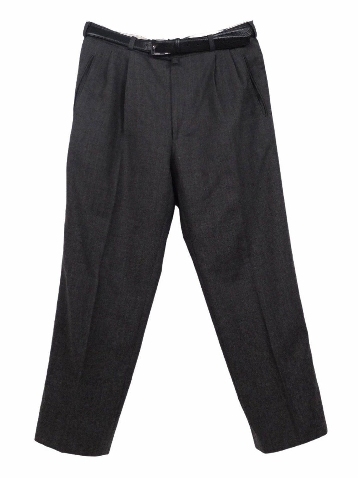 Vintage 70s Men’s Mod Grey Wool Basic Straight Leg Pleated Trouser ...