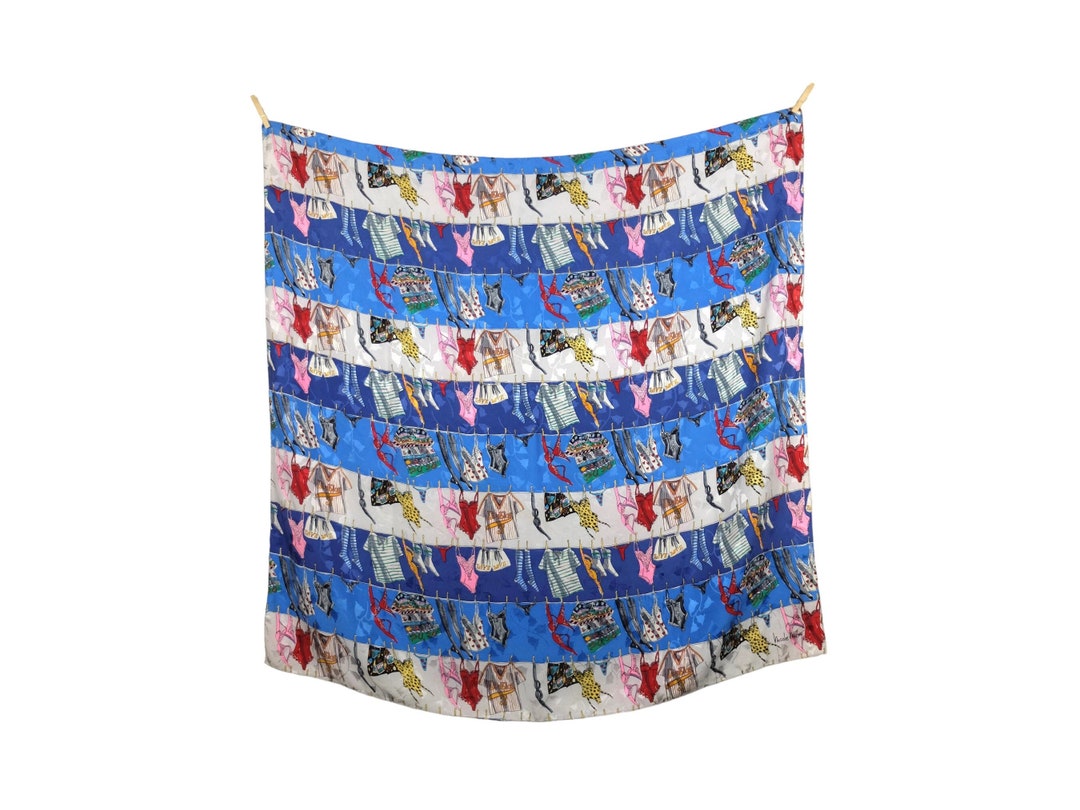 Vintage 2000s Y2K Silk Chic Lingerie Laundry Patterned Large Square ...