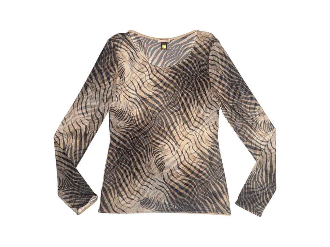 Vintage 2000s Roberto Cavalli Abstract Zebra Animal Print Long Sleeve ...