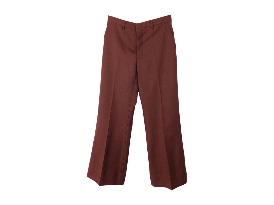 Vintage 70s Men’s Mod Bohemian Hippie Rust Orange-brown Pleated ...