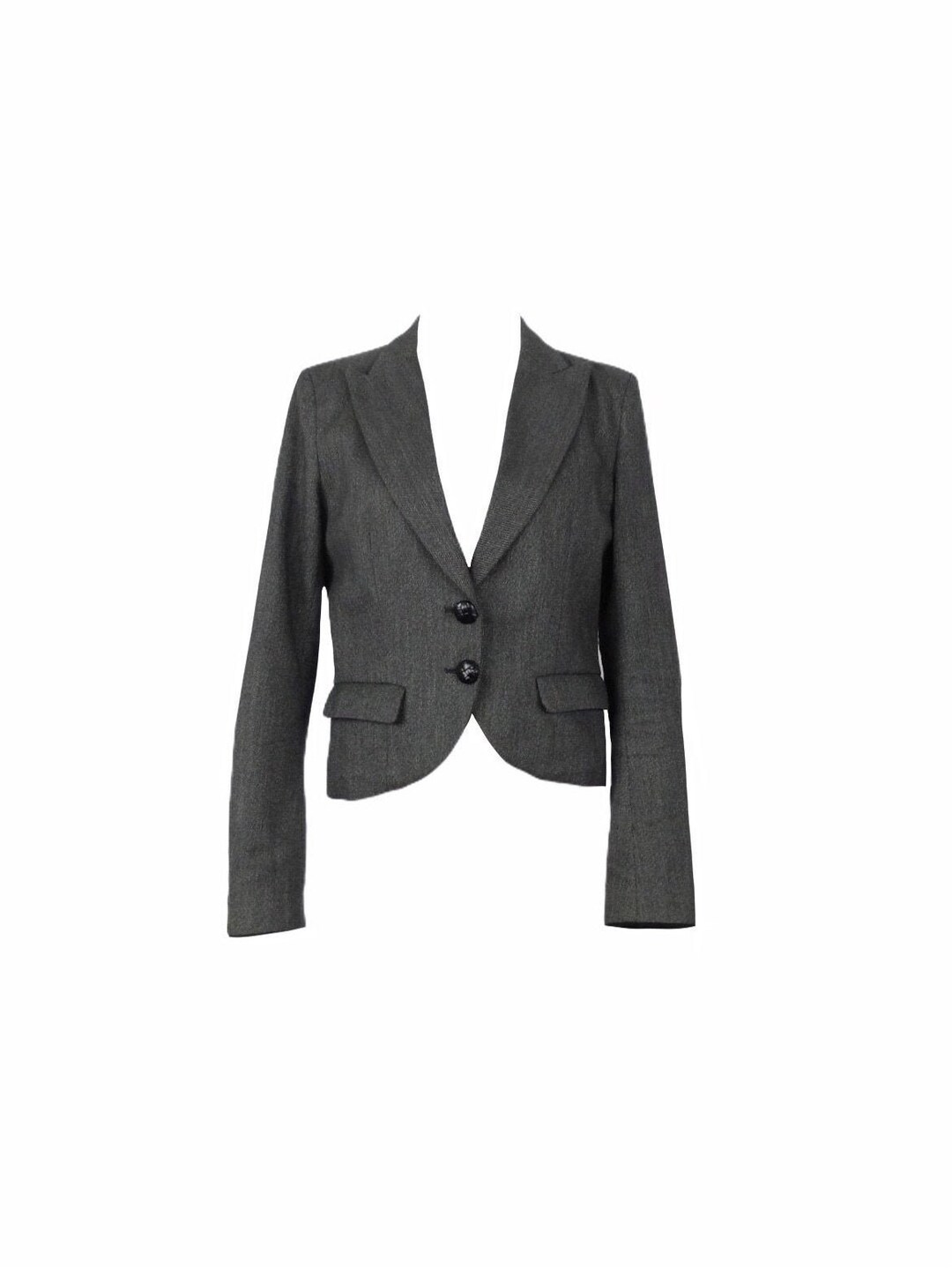 Vintage 00s Y2k Mod Chic Dark Grey Y2k Pointed Collar Formal Blazer ...