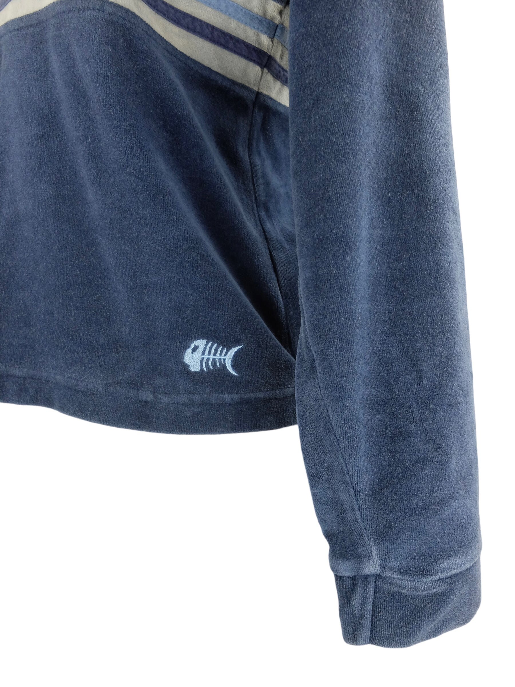 Vintage 2000s Y2K Fishbone Navy Blue Velour Velvet Striped Fitted ...