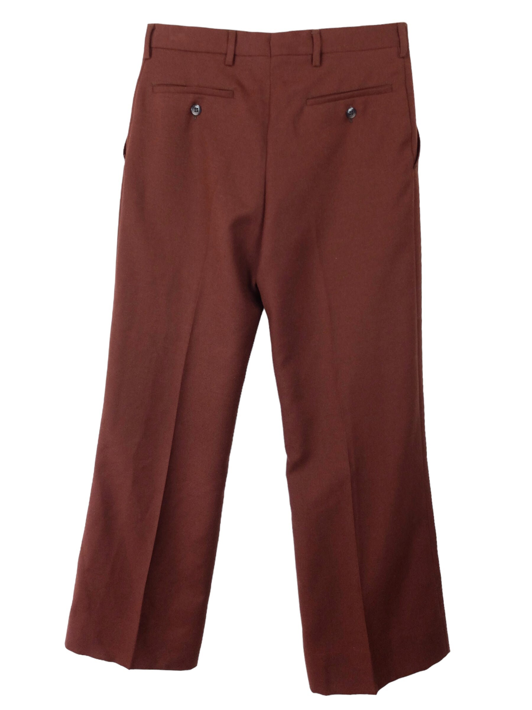 Vintage 70s Men’s Mod Bohemian Hippie Rust Orange-brown Pleated ...