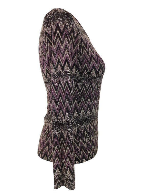 Vintage 2000s Y2K Metallic Purple & Black Chevron Zig… - Gem