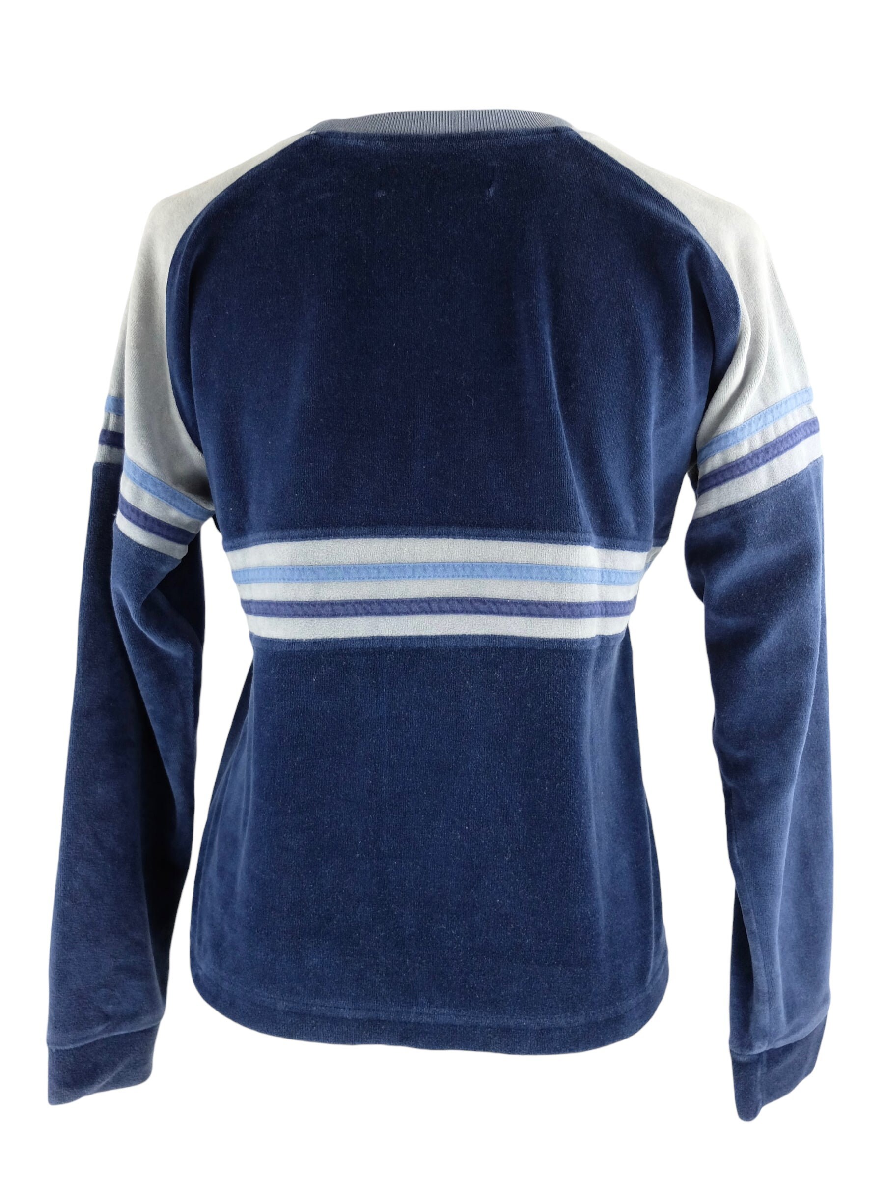 Vintage 2000s Y2K Fishbone Navy Blue Velour Velvet Striped Fitted ...