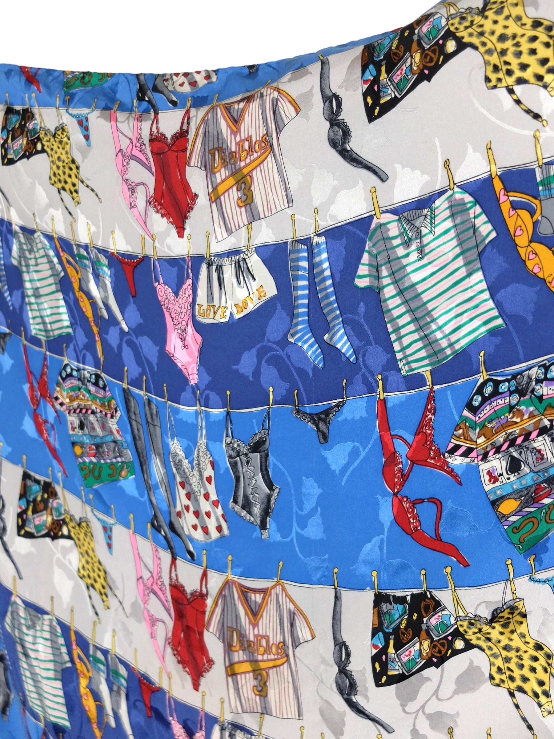 Vintage 2000s Y2K Silk Chic Lingerie Laundry Patterned Large Square ...