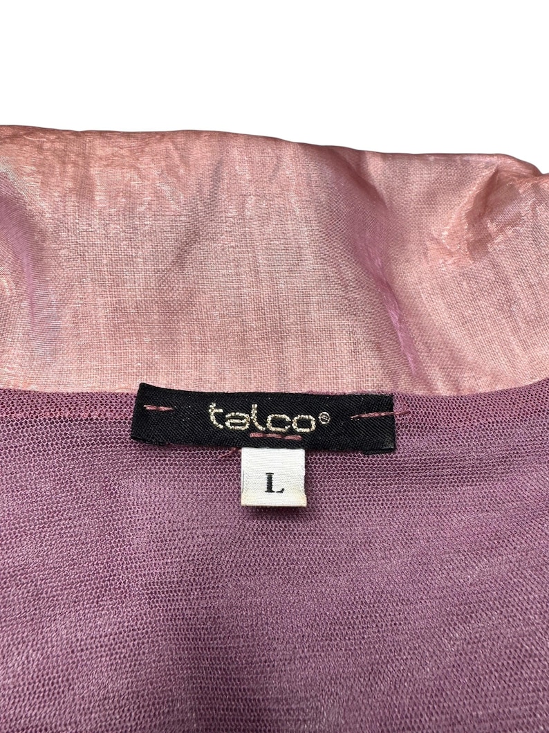 Vintage 2000s Y2K Plum Purple Cowl Collared Long Sleeve Mesh Top With ...