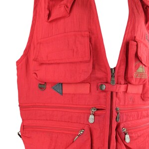 Vintage 90s Rare Korean Gorpcore Bright Red Zip up Utility Vest With ...