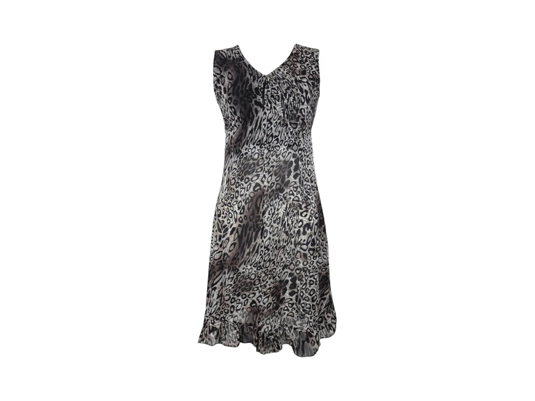 Vintage 2000s Y2K Boho Chic Grey Leopard Animal Print Sleeveless Mesh ...