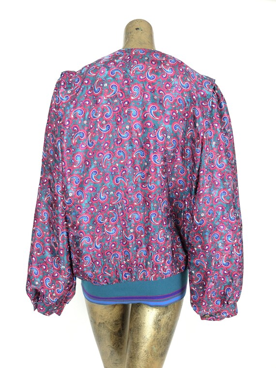 Vintage 80s Psychedelic Paisley Abstract Long Sleeve … - Gem