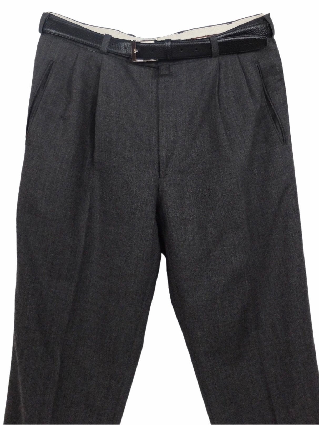 Vintage 70s Men’s Mod Grey Wool Basic Straight Leg Pleated Trouser ...