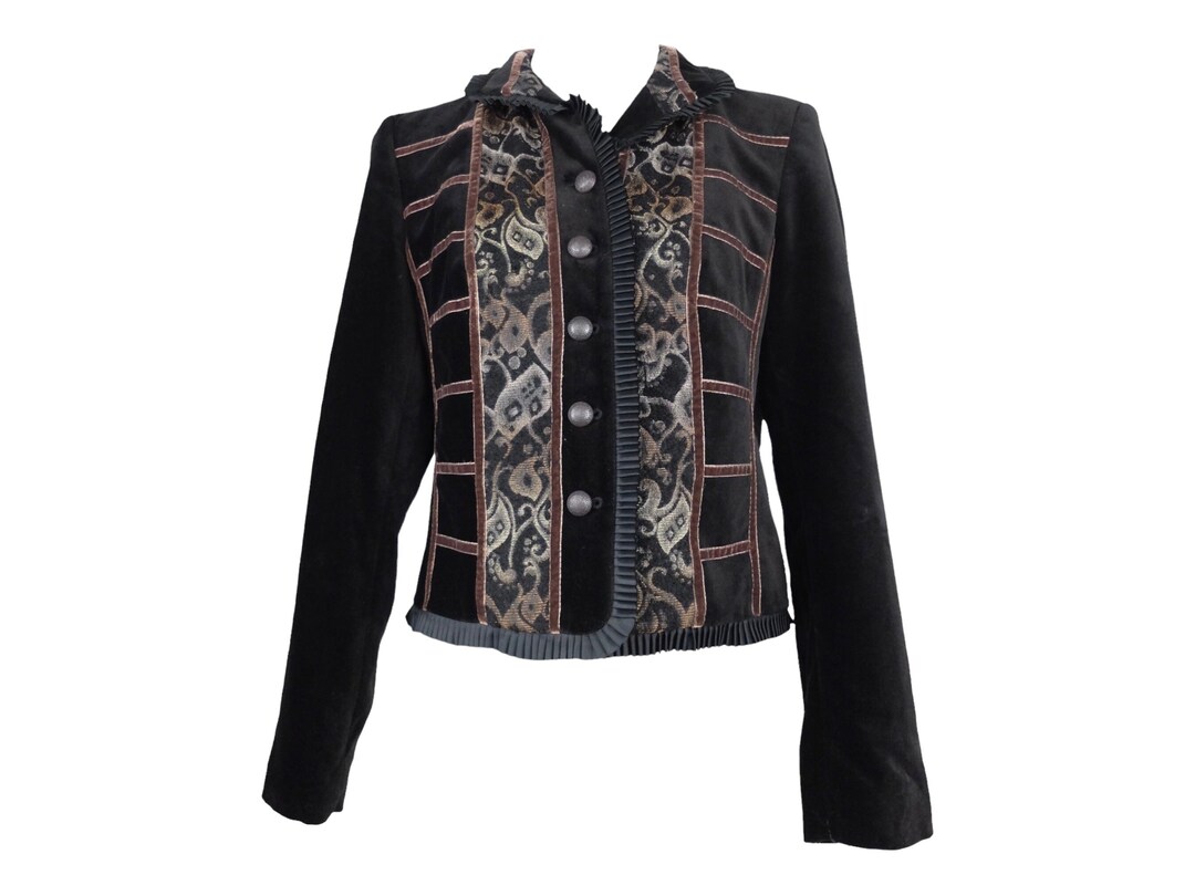 Vintage 2000s Y2K Gothic Victorian Steampunk Style Tapestry Button Down ...