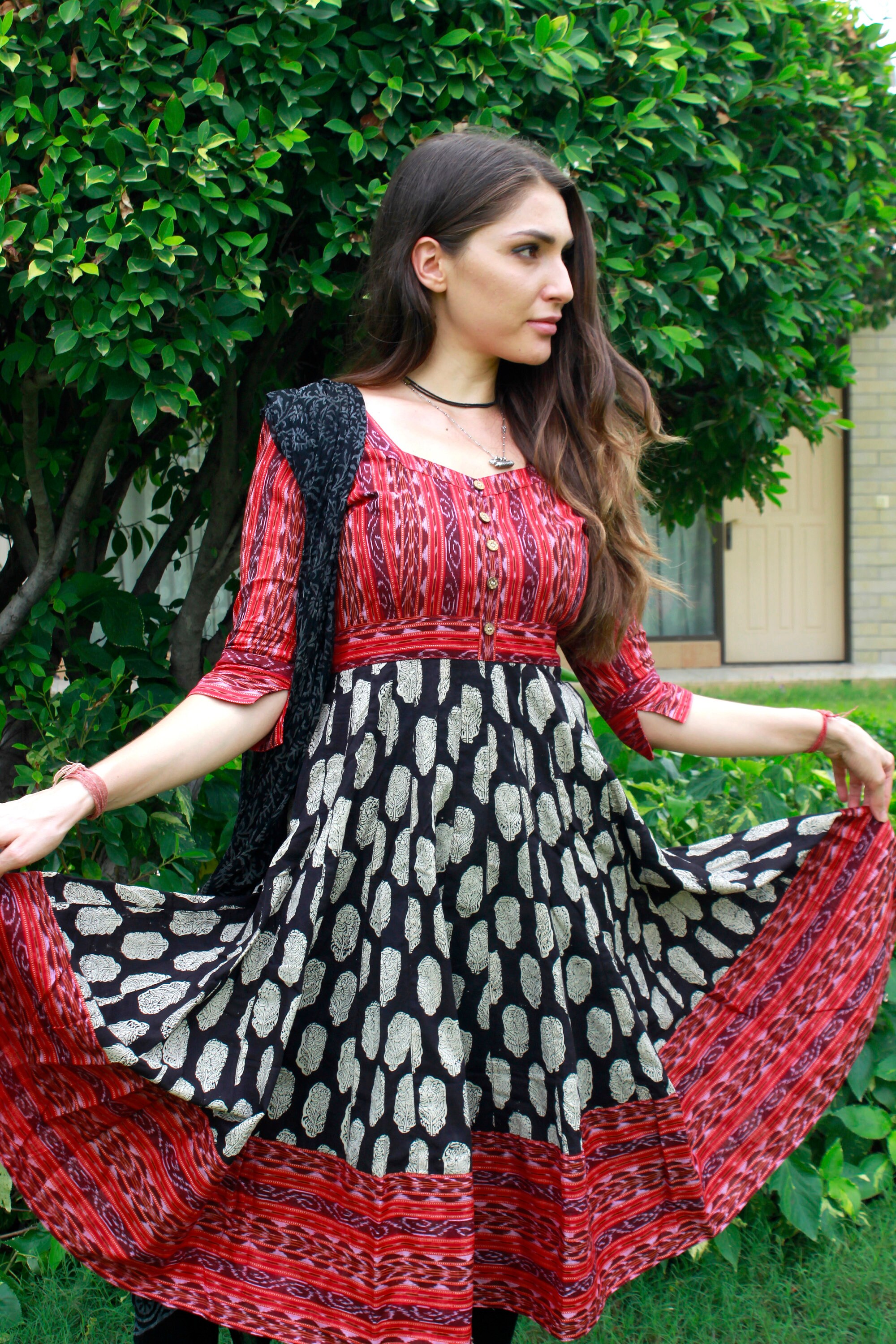 Draupadi-DressLongitud de la pantorrillaIkatTelar de - Etsy México