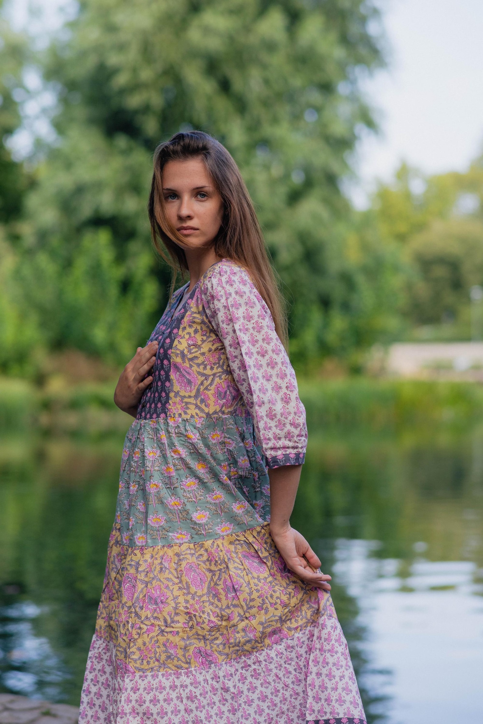 New Janis-bohemian Dress,hand Block Printed Cotton,casual,occasional ...