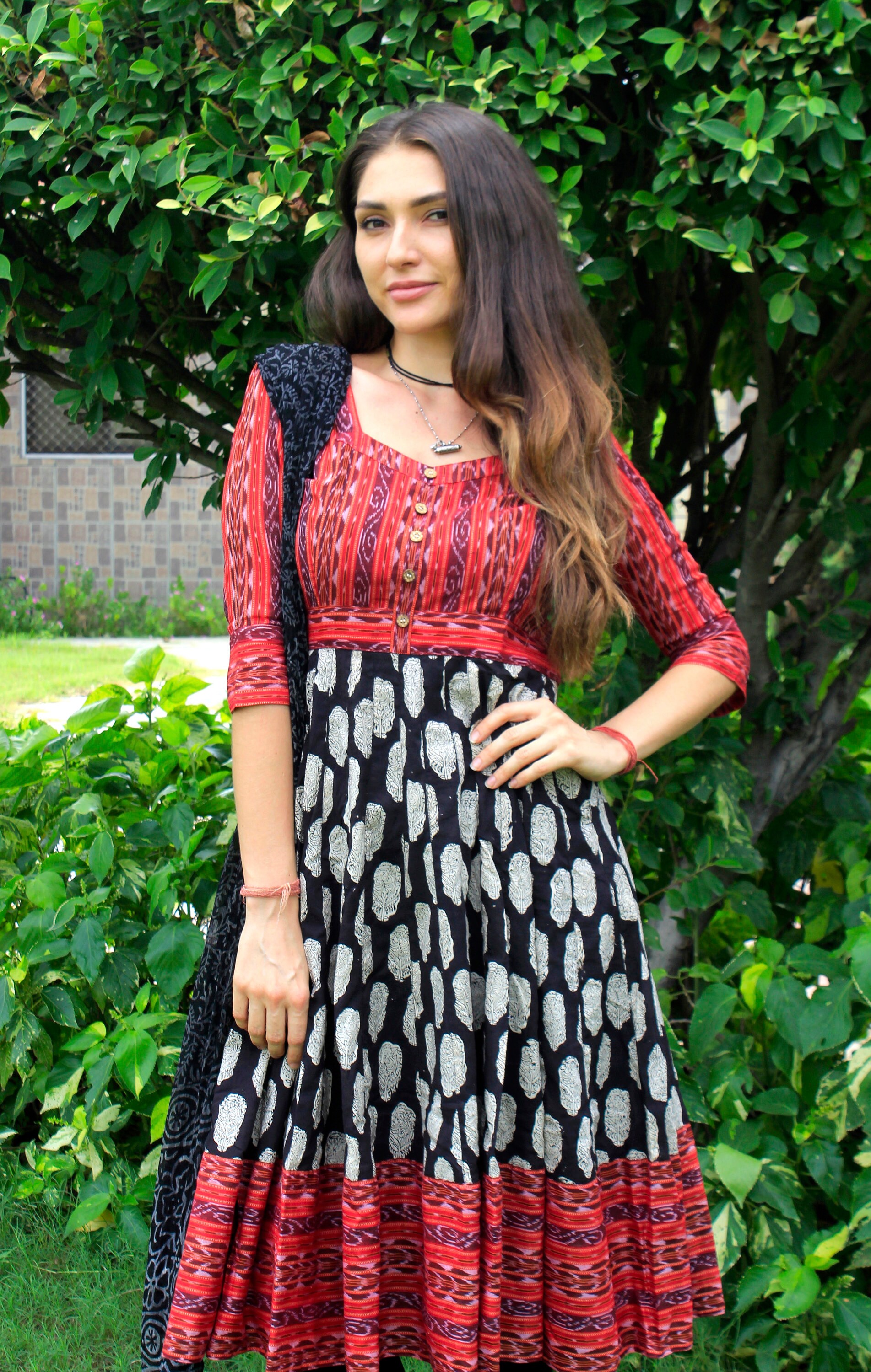 Draupadi-DressLongitud de la pantorrillaIkatTelar de - Etsy México