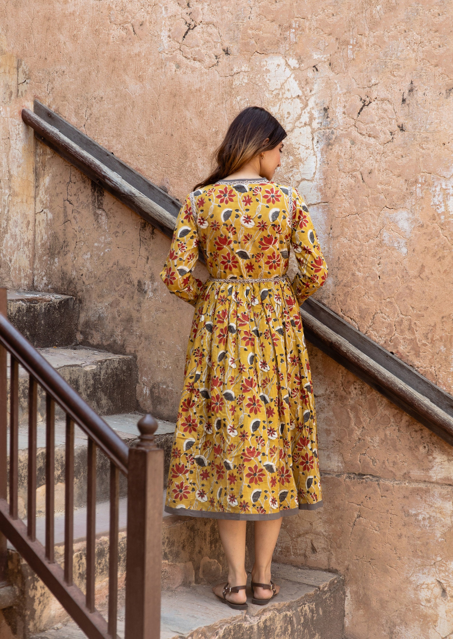 New Divya-bohemian Midi Dress,hand Block Printed Cotton,casual ...