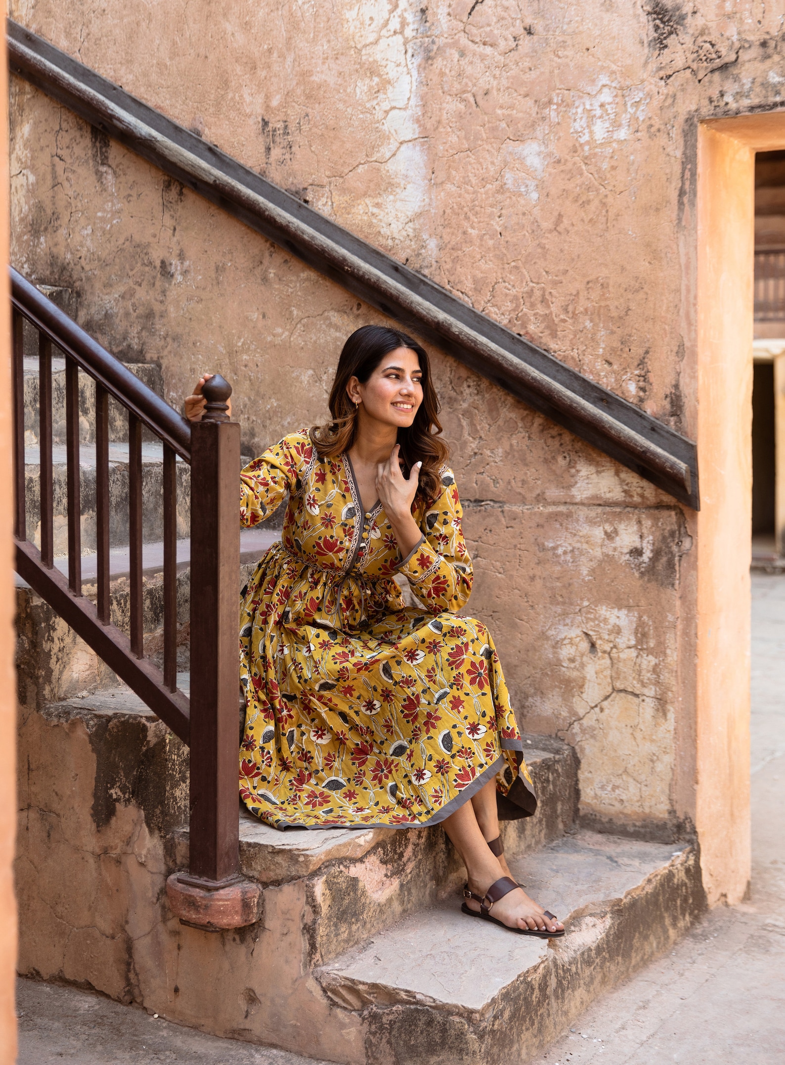 New Divya-bohemian Midi Dress,hand Block Printed Cotton,casual ...