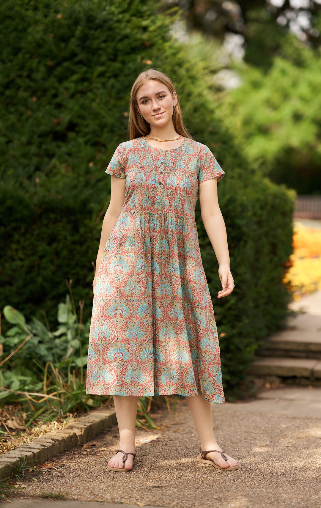 New Lucie-bohemian Dress,hand Block Printed Cotton,casual,occasional ...