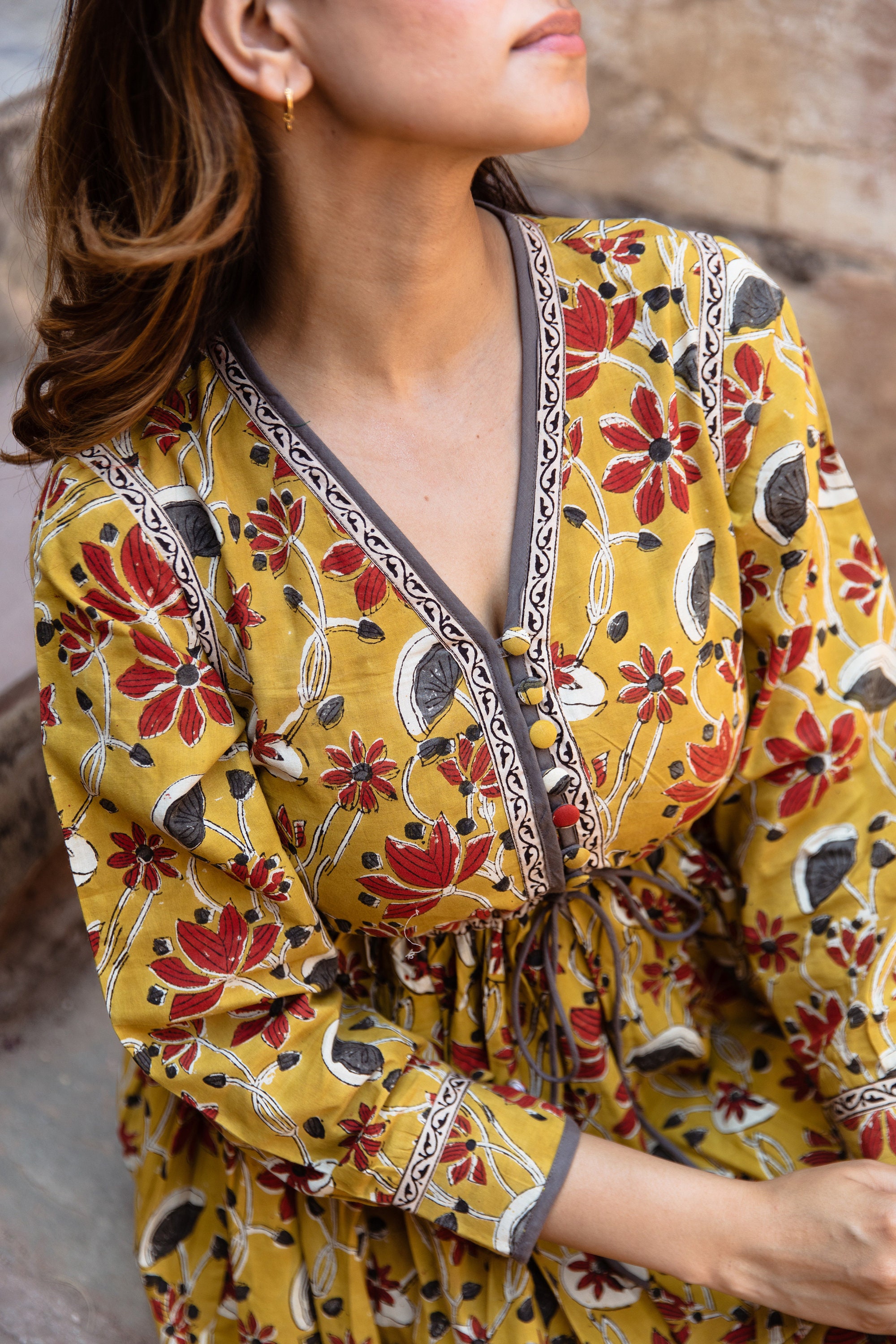 New Divya-bohemian Midi Dress,hand Block Printed Cotton,casual ...