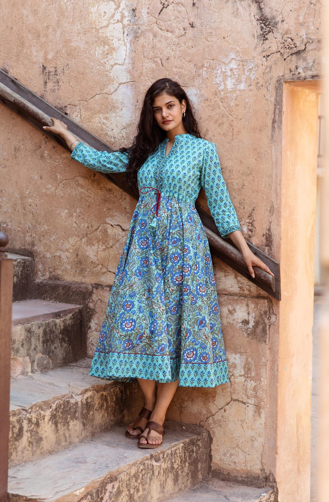 New Skye Dress,pure Cotton,hand Block Printed,bohemian,casual ...