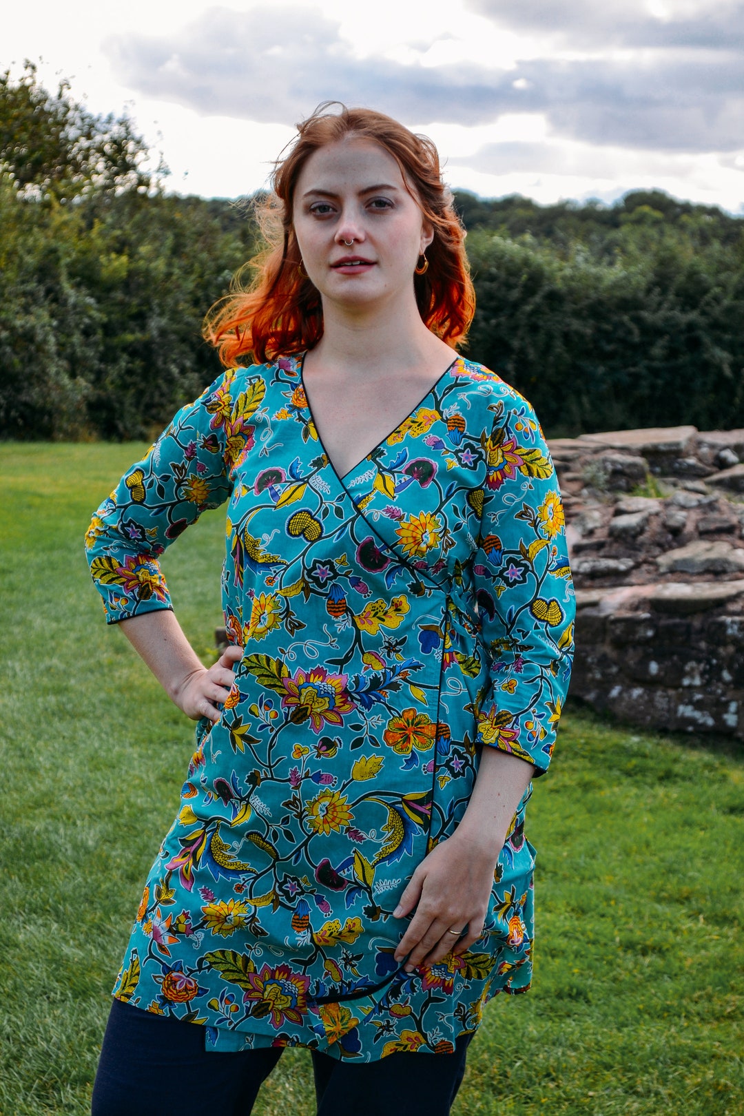 Goa Garden-wrap Dress,pure Cotton,hand Block Printed,bohemian,beach ...