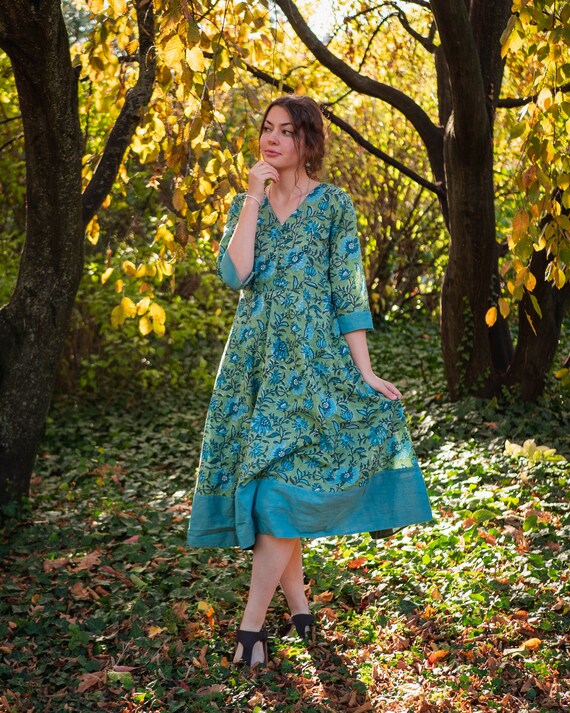 Devakanya-dresscalf Lengthhand Block | Etsy