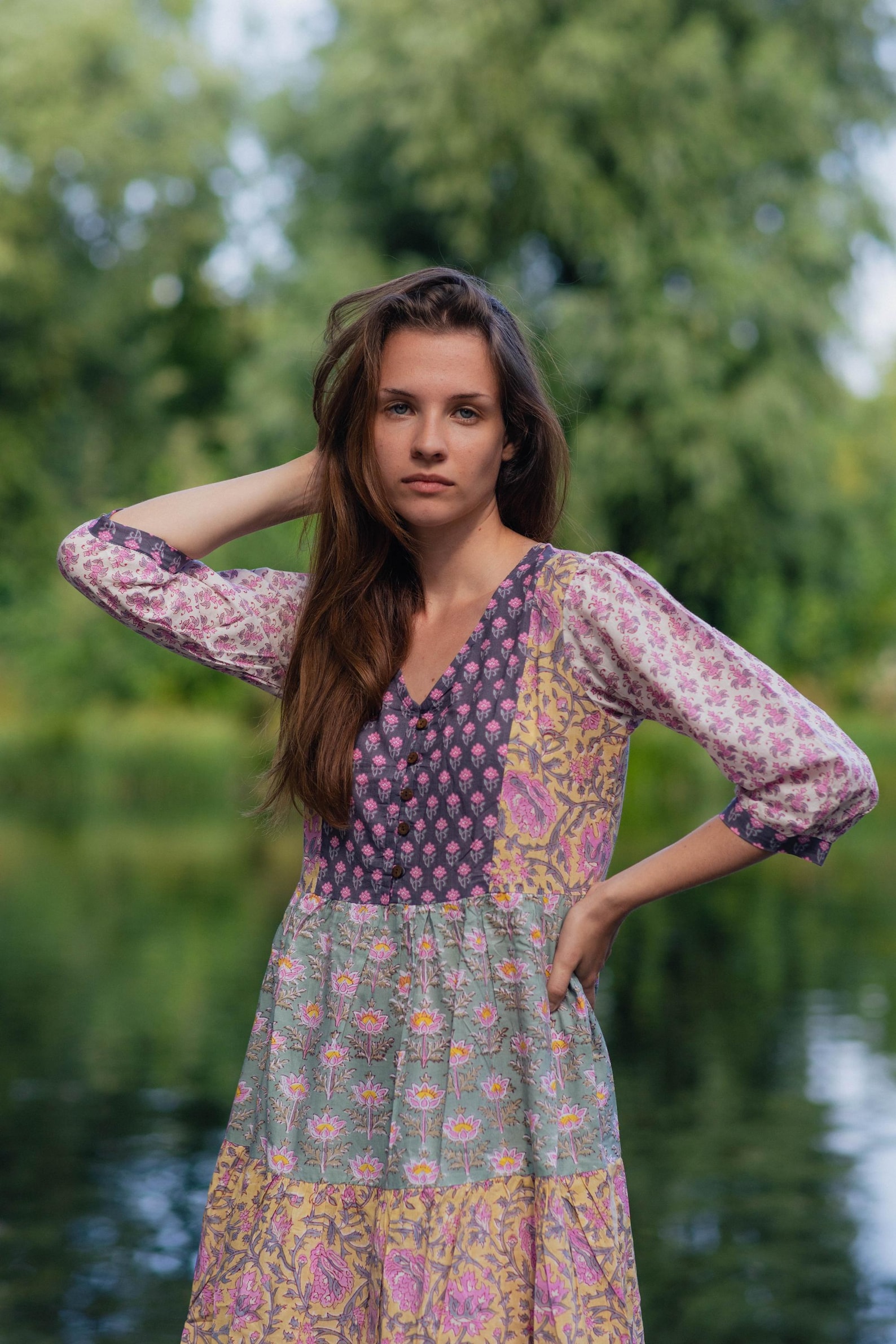 New Janis-bohemian Dress,hand Block Printed Cotton,casual,occasional ...