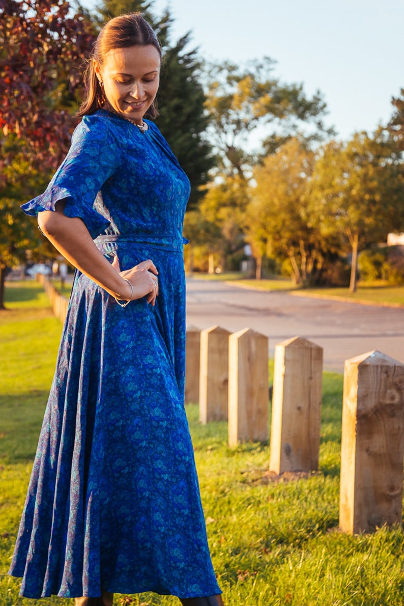 Neelam-pure Silk Dress,full Length,bohemian,casual,occasional,floral ...