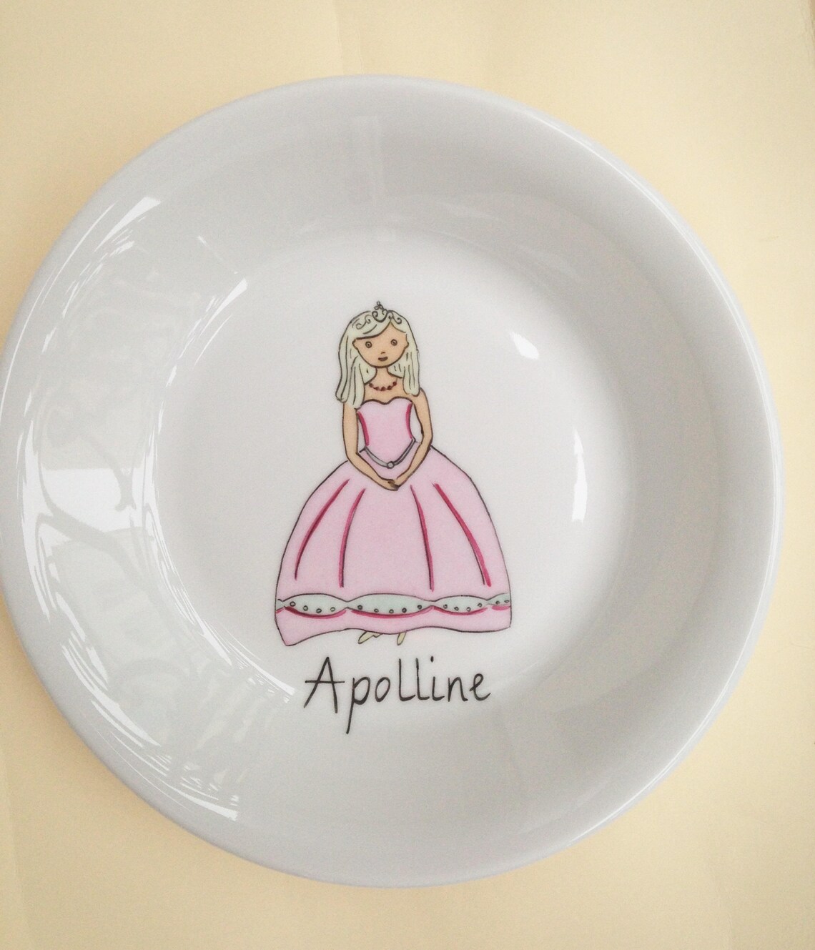 Porcelain Plate for a Little Girl Princess Drawing Crown Pink | Etsy