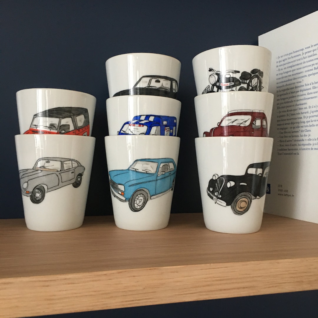 Mug With a Retro Car Fiat 500, 4L, Porsche, Mini, Twingo, Peugeot ...